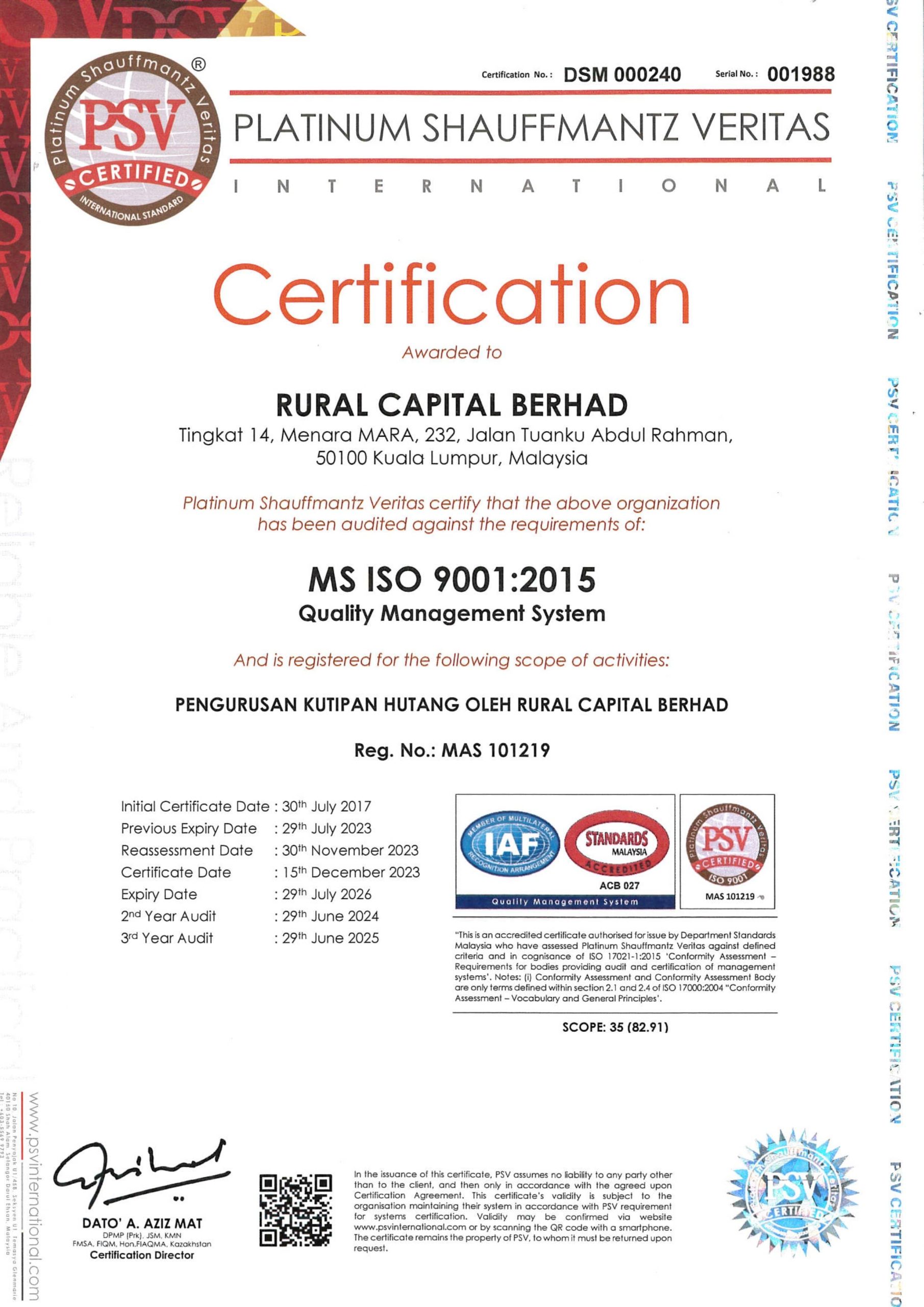 Anugerah & Pengiktirafan - Rural Capital Berhad